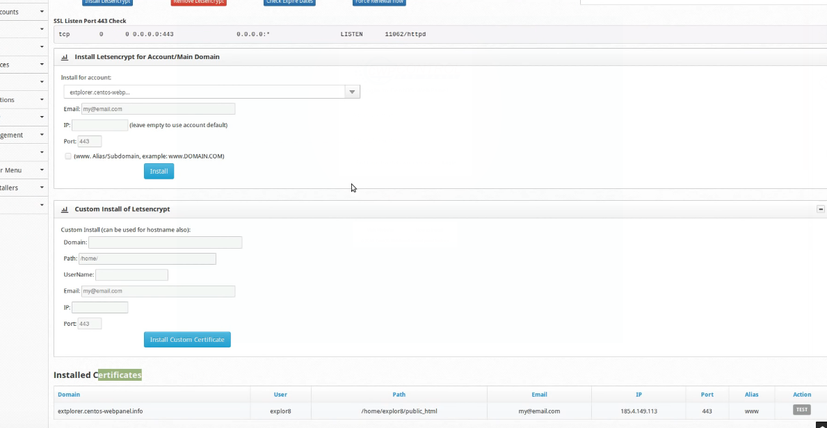 Steps to Install Let's Encrypt in CWP Panel