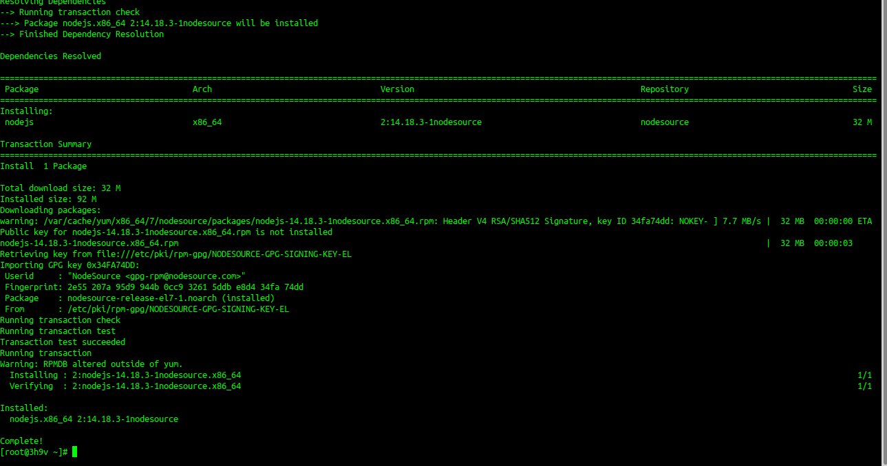 Installing NodeJS 14.x in CentOS and RHEL