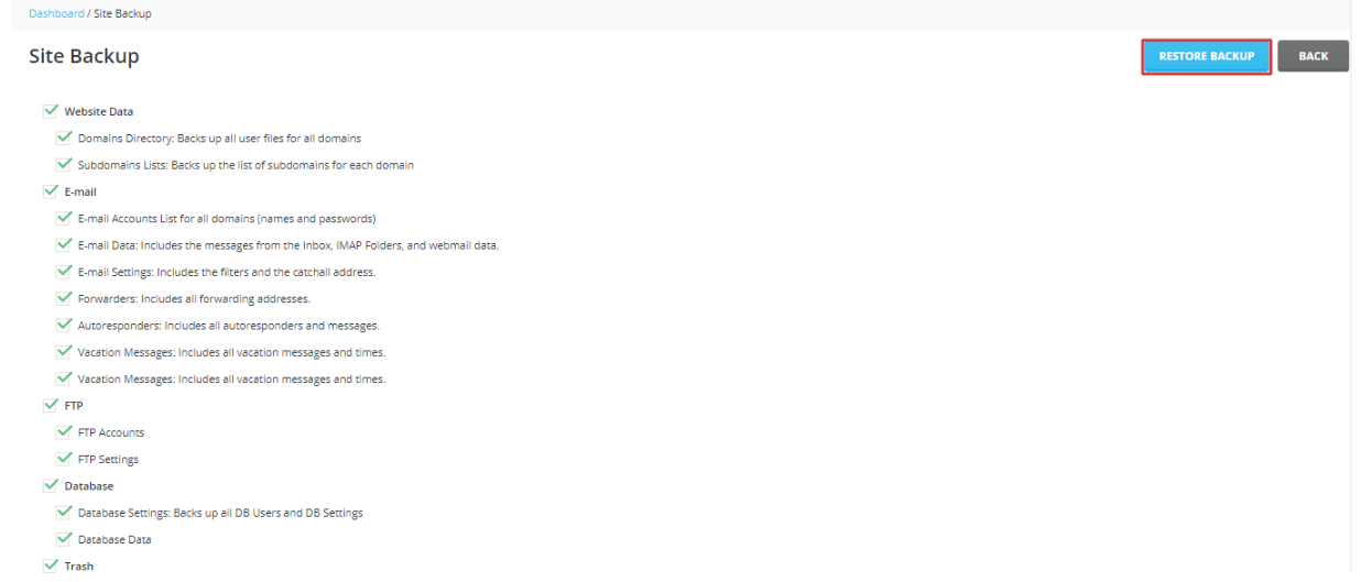 How To restore data backup in DirectAdmin Account