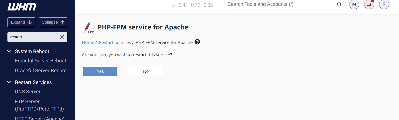 How to Restart PHP-FPM WHM?